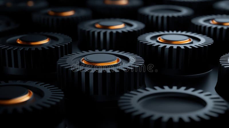 A Collection of Black and Orange Cylindrical Objects Arranged in a ...