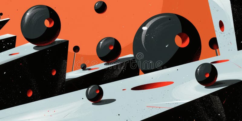 Tabletop Arrangement of Black and Red Objects Stock Photo - Image of ...