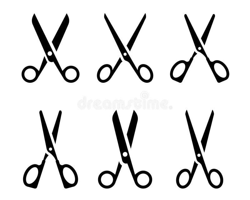 Collection of Black Scissors Icons Stock Vector - Illustration of ...