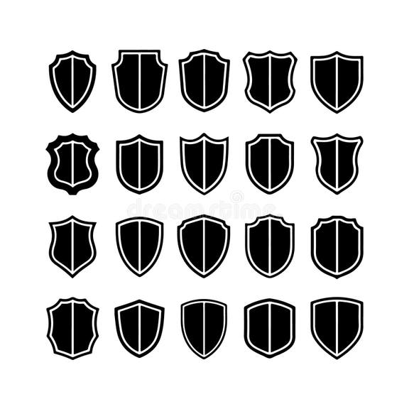 A Set of Black Shield Silhouettes Arranged in a Clean, Evenly Spaced ...