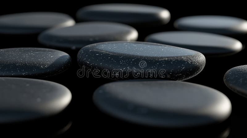 A Collection of Black, Smooth Stones with a Speckled Texture. Stock ...