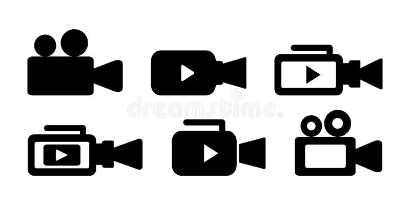 Collection of Black Video Camera, Camcorder Icons Stock Vector ...