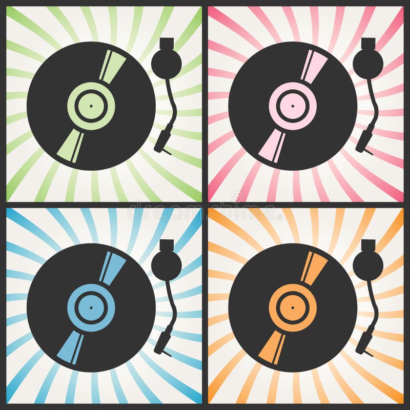 Collection of Black Vinyl Record Disc Flat Concept Stock Vector ...