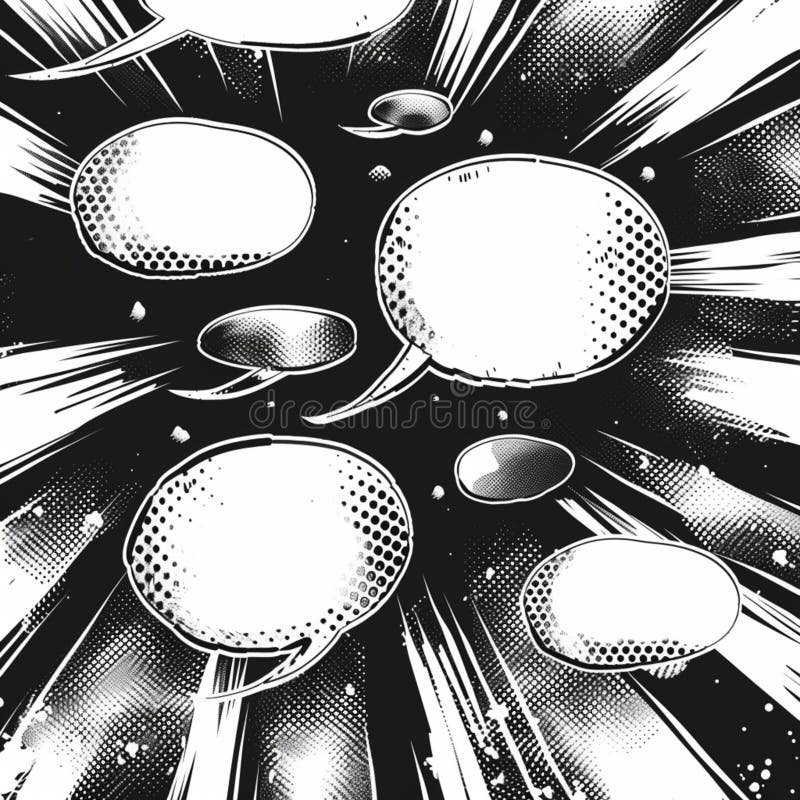 Collection of Black and White Comic Book Style Speech Bubbles and ...