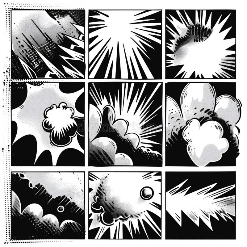 Collection of Black and White Comic Book Style Speech Bubbles and ...