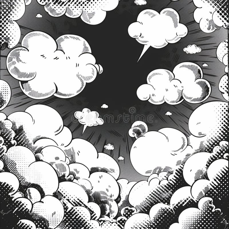 Collection of Black and White Comic Book Style Speech Bubbles and ...