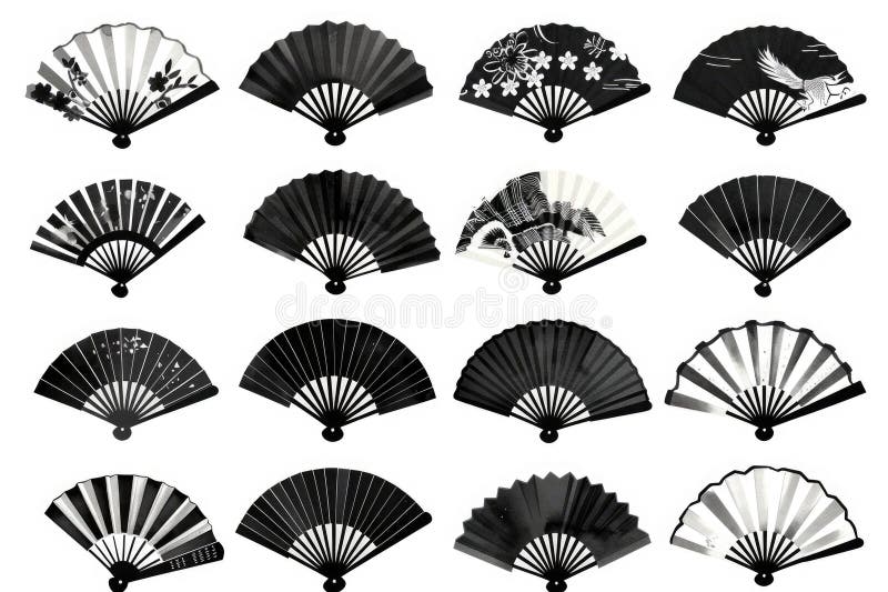 A Collection of Black and White Fan Designs on a White Background ...