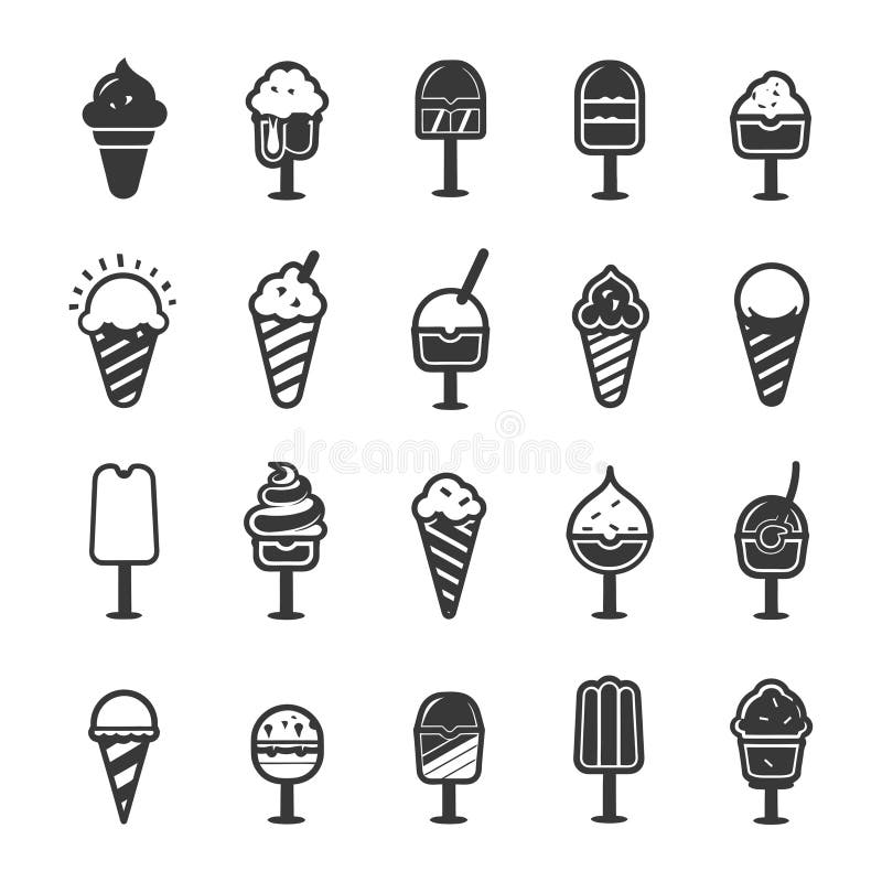 Collection of Delicious Ice Cream Icons: Sweet Treats for Summer Stock ...