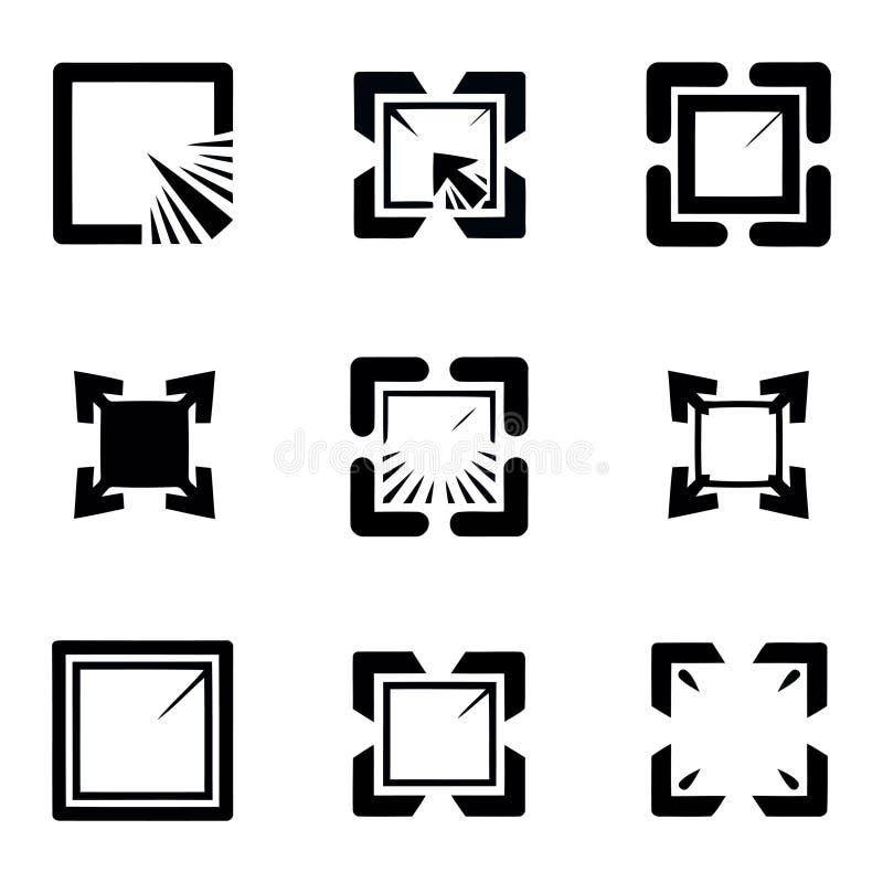 Collection of Black and White Icons Representing Expansion and Zoom ...
