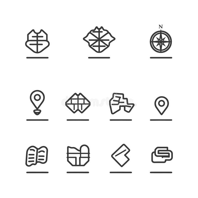 Collection of Navigation and Location Icons Set Stock Illustration ...