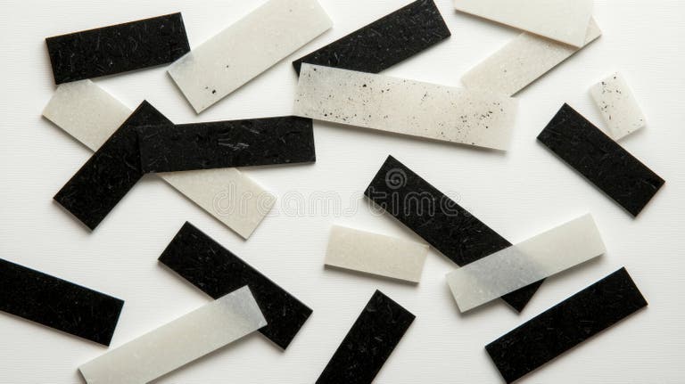 A Collection of Black and White Rectangular Pieces with a Textured ...