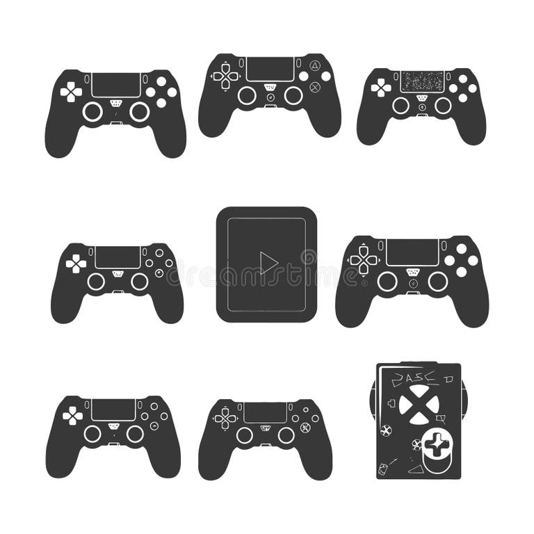 Collection of Gaming Controllers and Gamepad Icons Stock Vector ...
