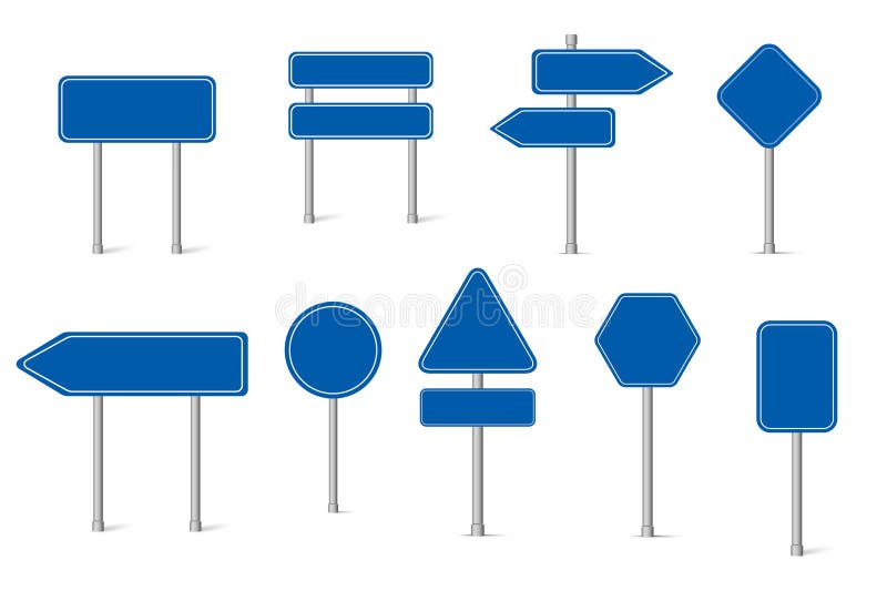Collection of Blank Blue Road Sign. Modern Road Sign. Direction ...