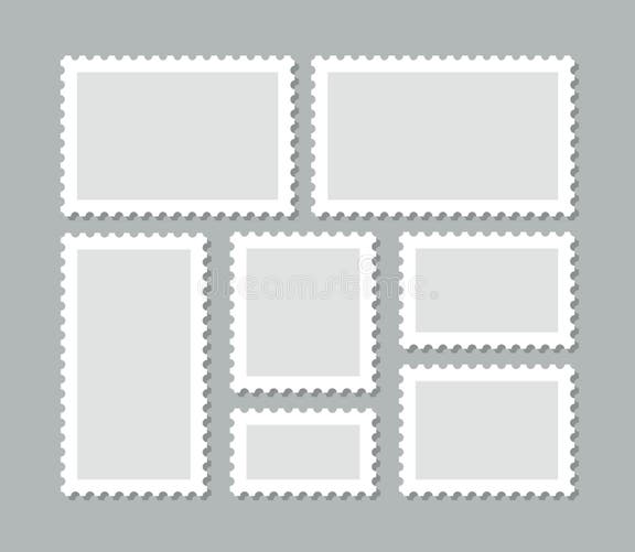 Collection Blank Borders of Post Stamps. Postage Frames Set. Empty ...