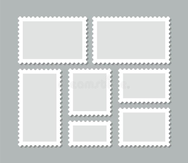 Collection Blank Borders of Post Stamps. Postage Frames Set. Empty ...