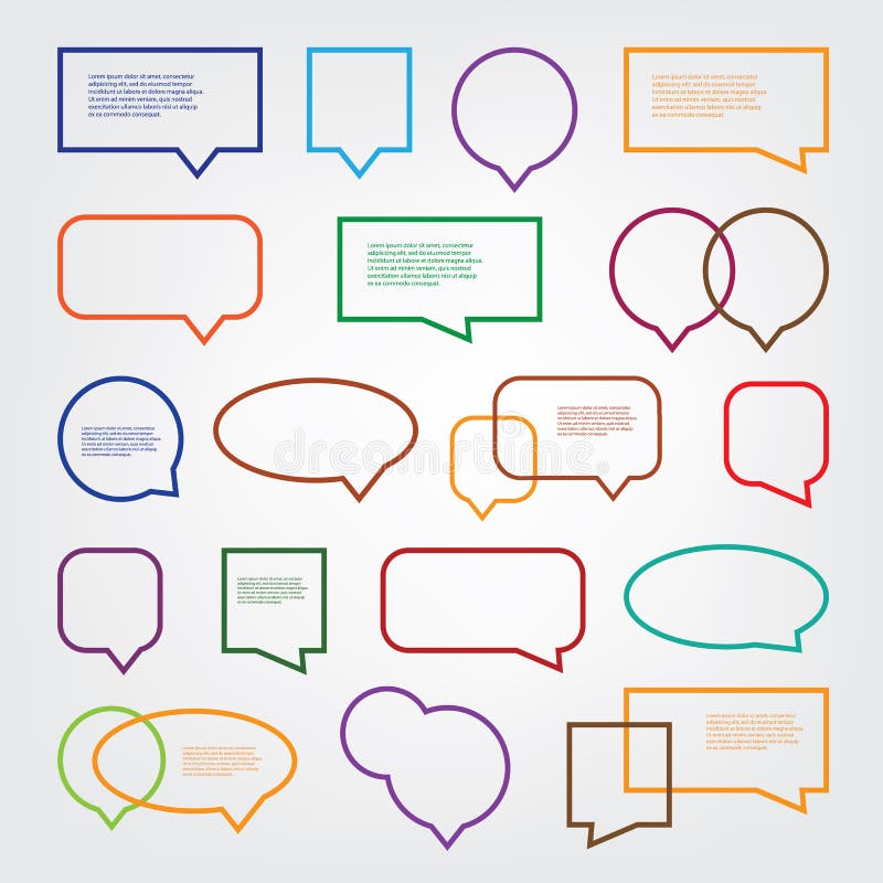 Collection of Blank Empty Colorful Speech and Thought Bubble Vector ...