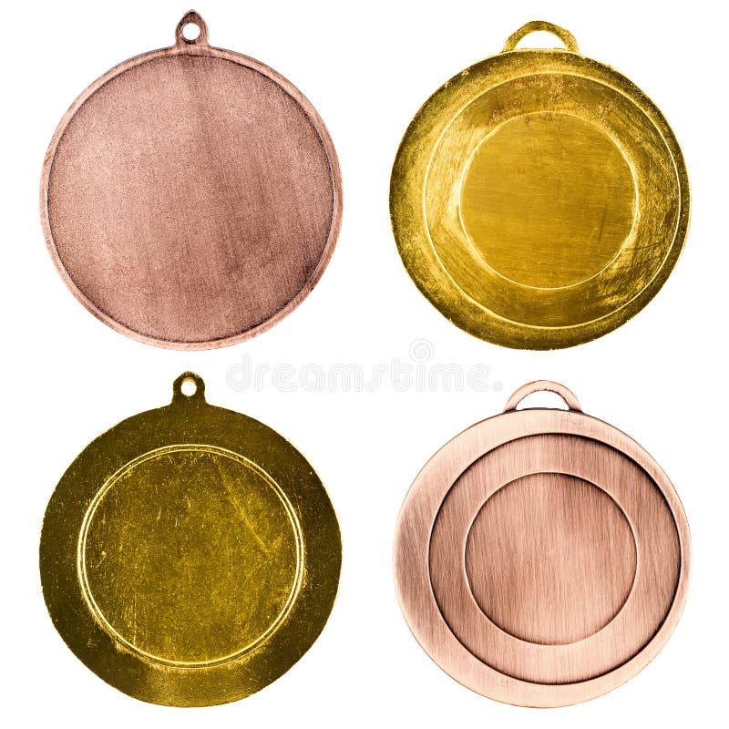 Collection of Blank Gold and Bronze Medals Stock Image - Image of badge ...