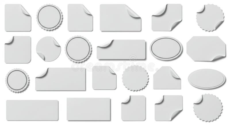 Collection of Blank Gray Stickers and Labels Stock Illustration ...