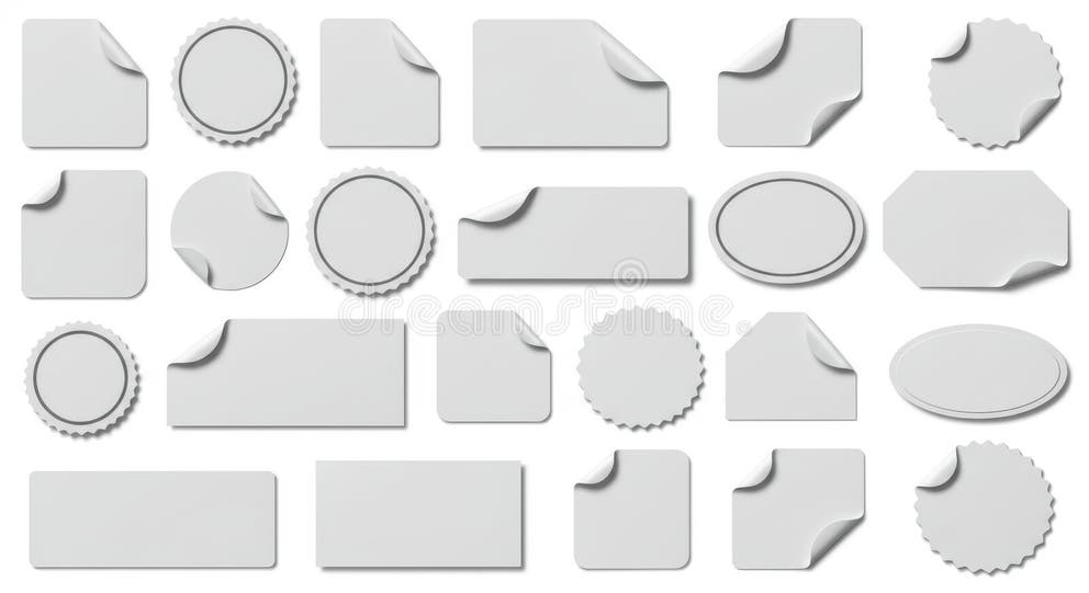Collection of Blank Gray Stickers and Labels Stock Illustration ...