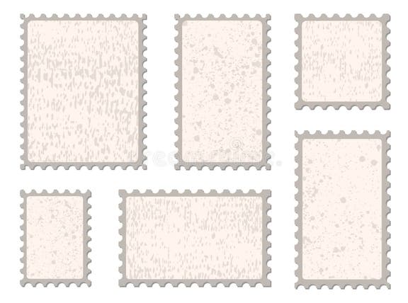 Collection of Blank Postage Stamps with Old Textures. Empty Borders ...