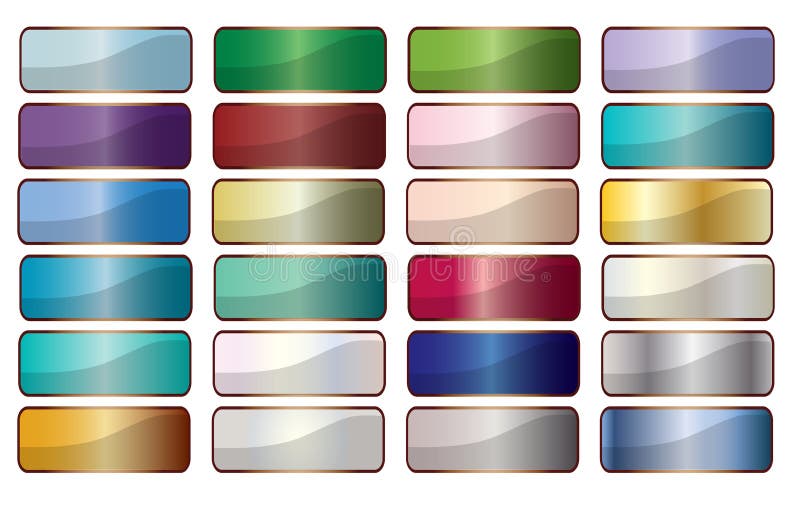 Oblong Web Button Bases in Metal Over White Stock Vector - Illustration ...