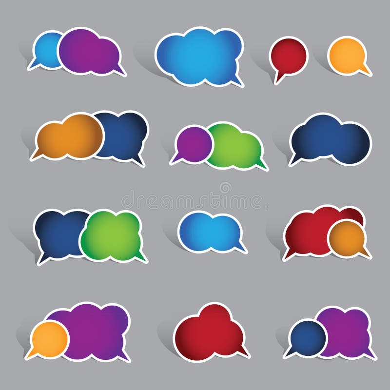 Collection of Blank Speech Bubble Labels Stock Vector - Illustration of ...