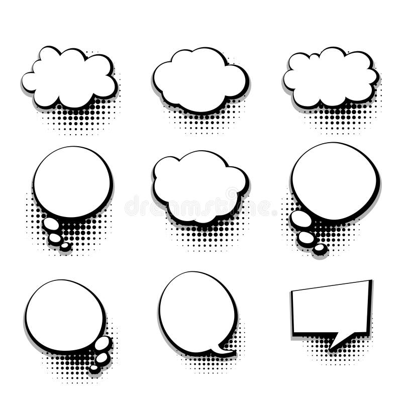 Collection Blank Comic Text Template Speech Bubble Stock Vector ...