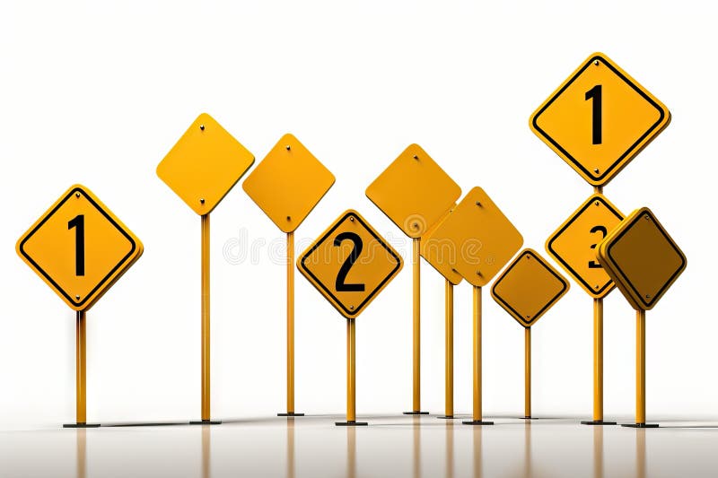 Collection of Blank Yellow Road Sign or Empty Traffic Signs Isolated on ...