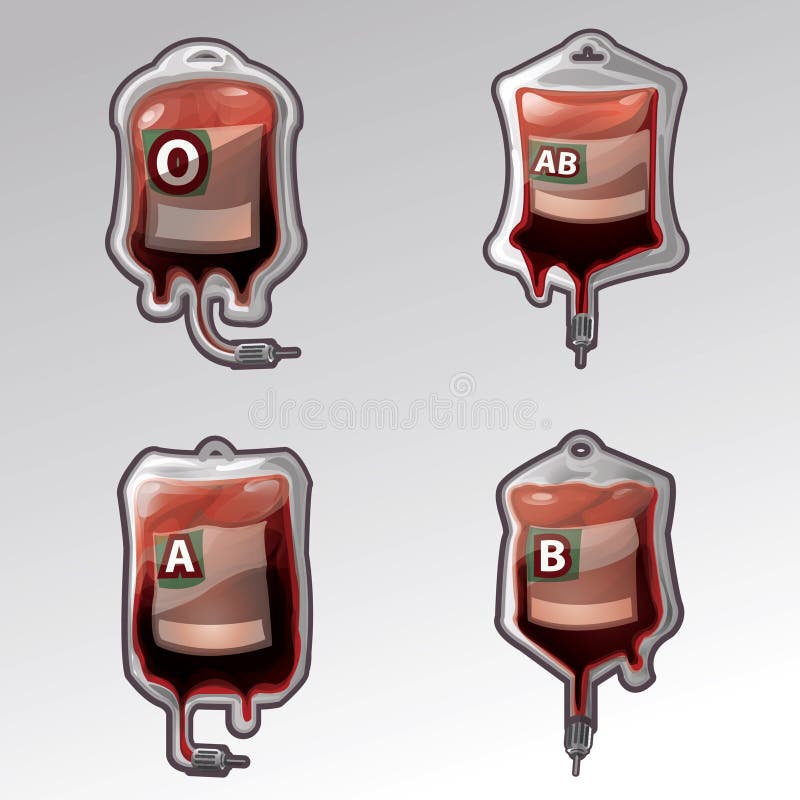 Collection of Blood Bags with Blood Groups. Vector Illustration ...