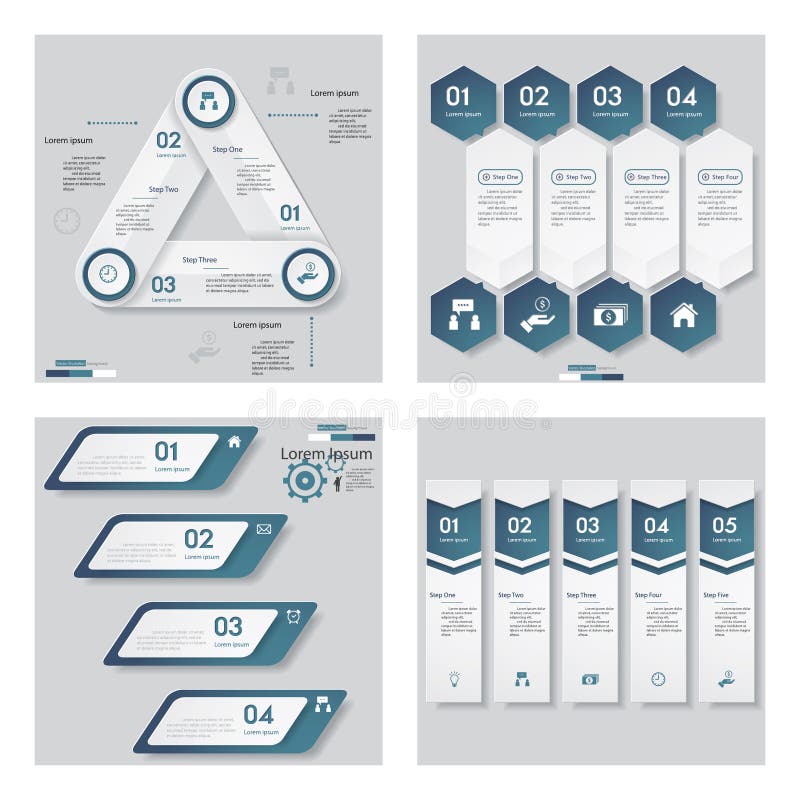 Collection of 4 Blue Color Template/graphic or Website Layout. Vector ...