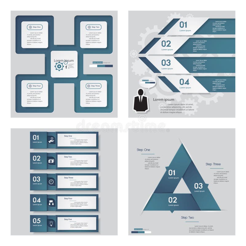 Collection of 4 Blue Color Template/graphic or Website Layout. Vector ...