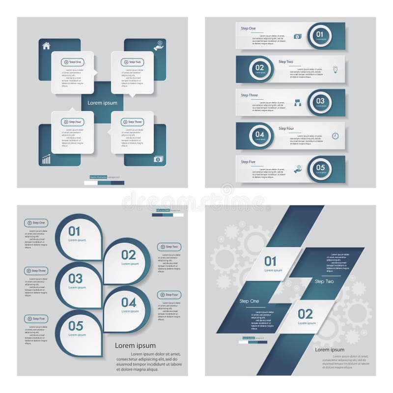 Collection Of 4 Blue Color Template/graphic Or Website Layout. Vector ...