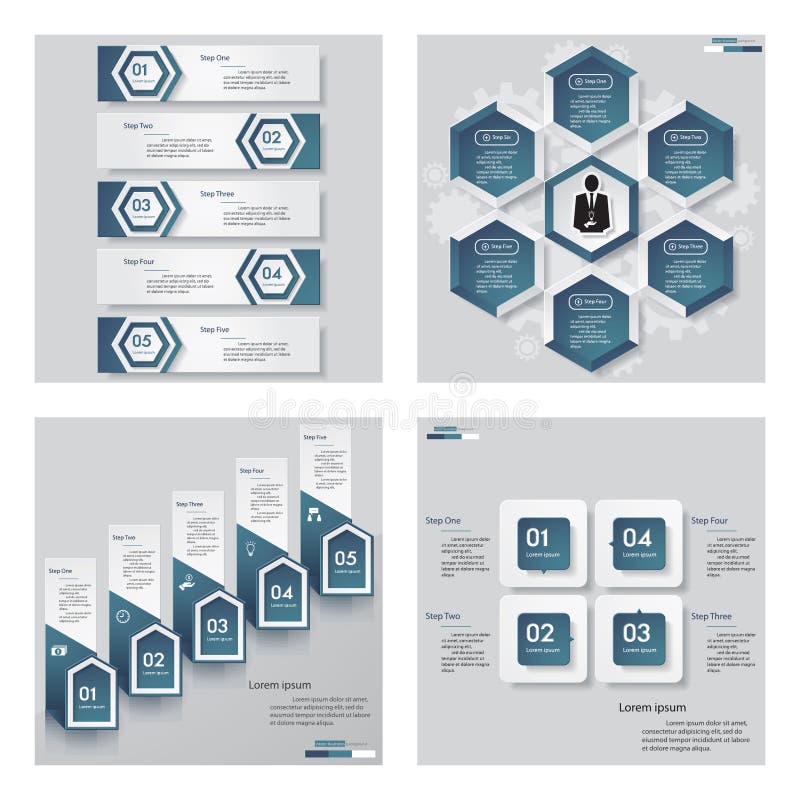 Collection of 4 Blue Color Template/graphic or Website Layout. Vector ...