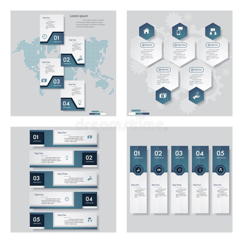 Collection of 4 Blue Color Template/graphic or Website Layout. Vector ...