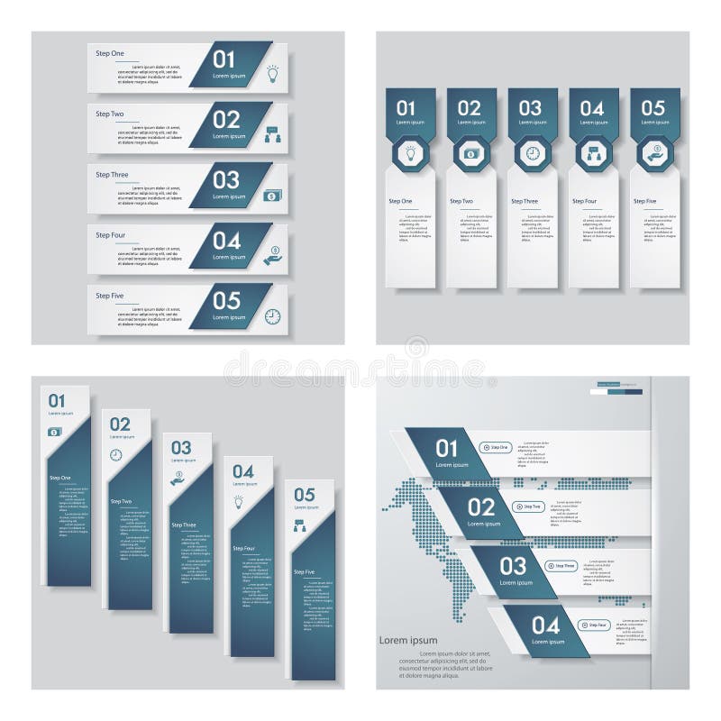 Collection of 4 Blue Color Template/graphic or Website Layout. Vector ...