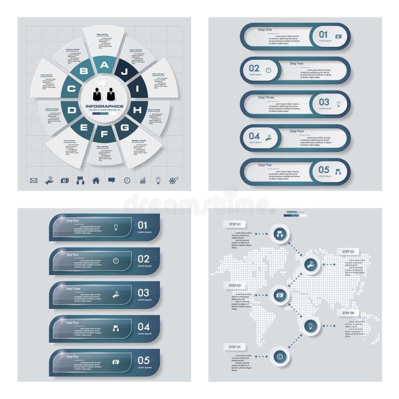 Collection of 4 Blue Color Template/graphic or Website Layout. Vector ...