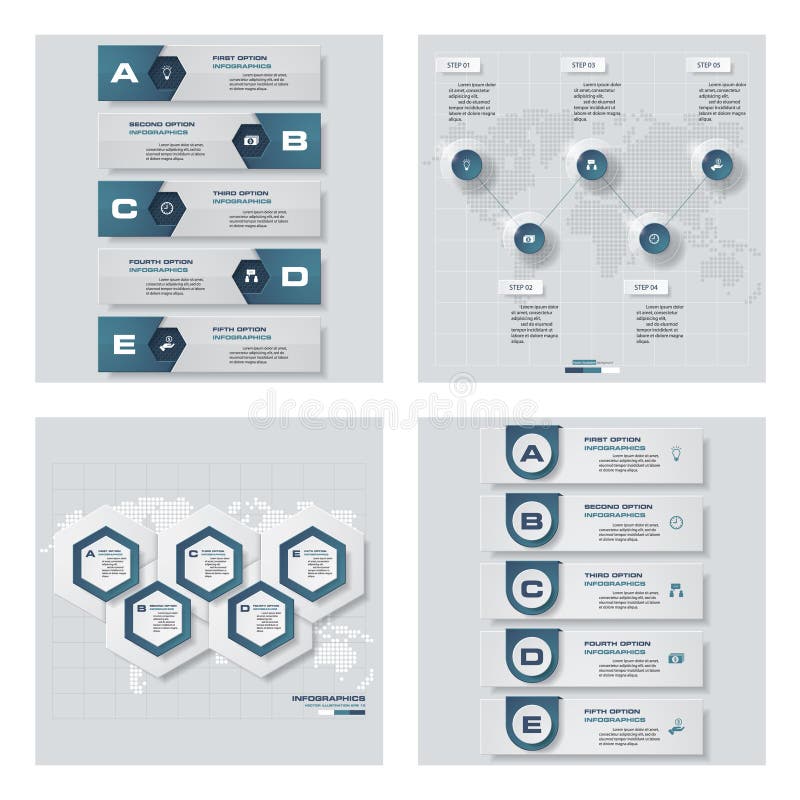 Collection of 4 Blue Color Template/graphic or Website Layout. Vector ...