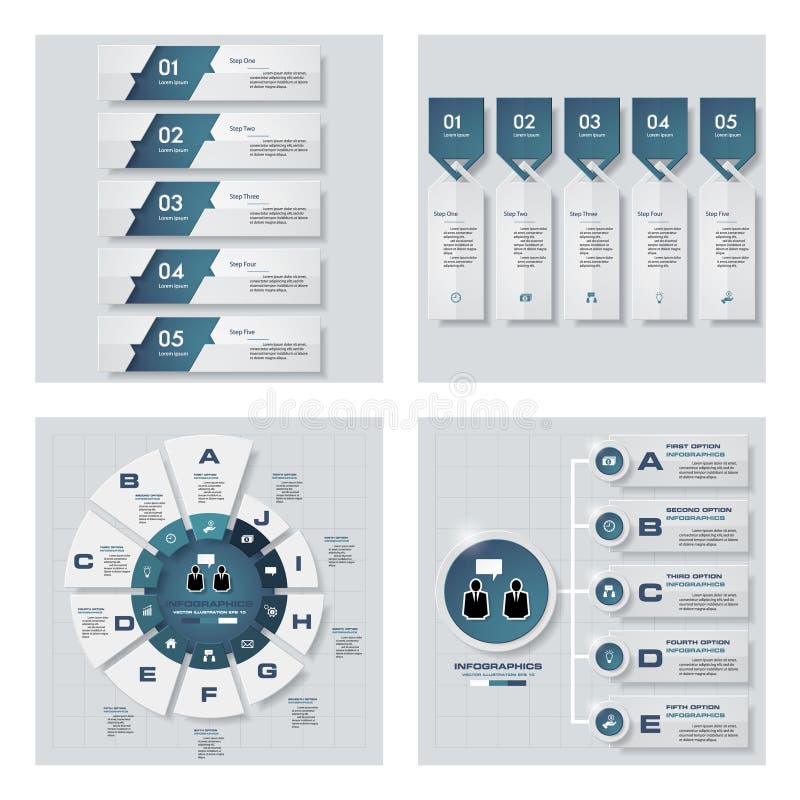 Collection of 4 Blue Color Template/graphic or Website Layout. Vector ...