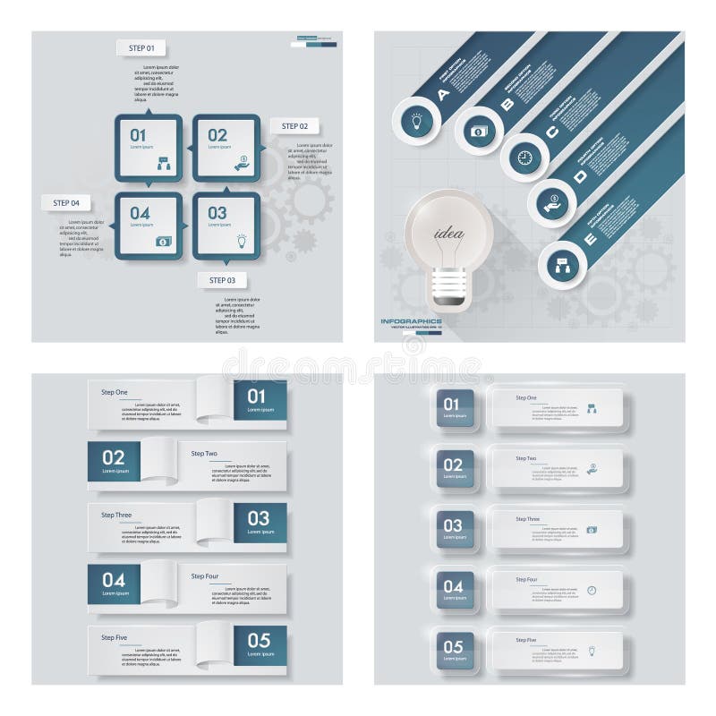 Collection of 4 Blue Color Template/graphic or Website Layout. Vector ...