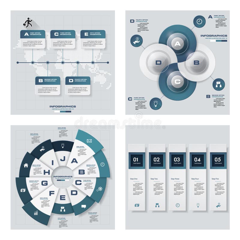 Collection of 4 Blue Color Template/graphic or Website Layout. Vector ...