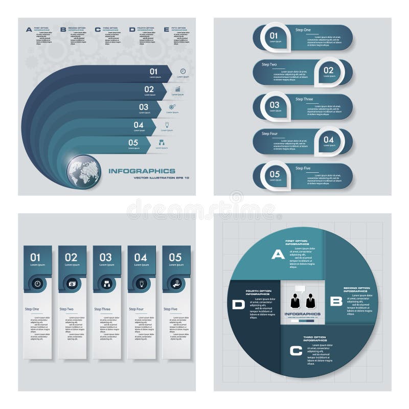 Collection of 4 Blue Color Template/graphic or Website Layout. Vector ...