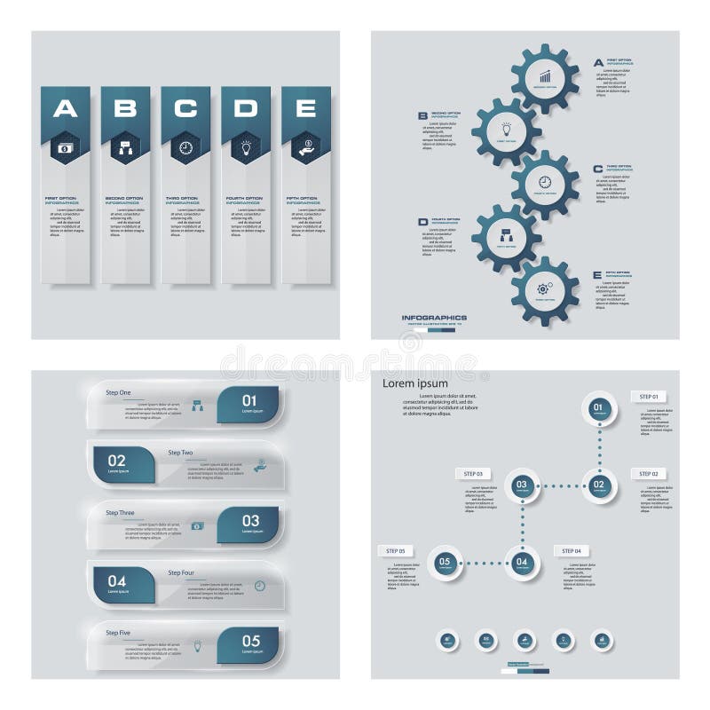 Collection of 4 Blue Color Template/graphic or Website Layout. Vector ...