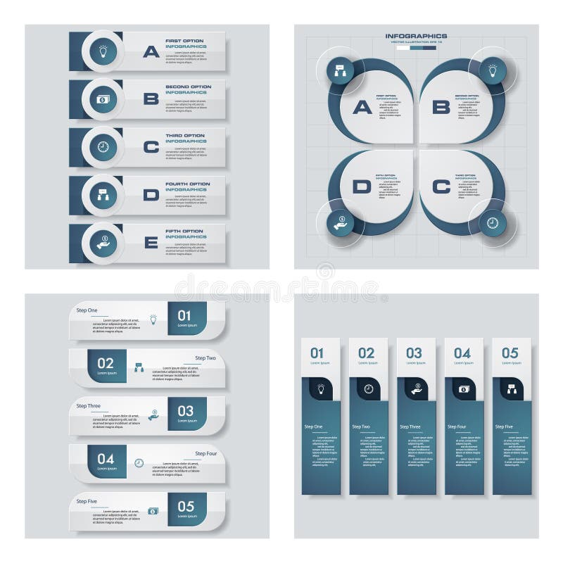 Collection of 4 Blue Color Template/graphic or Website Layout. Vector ...