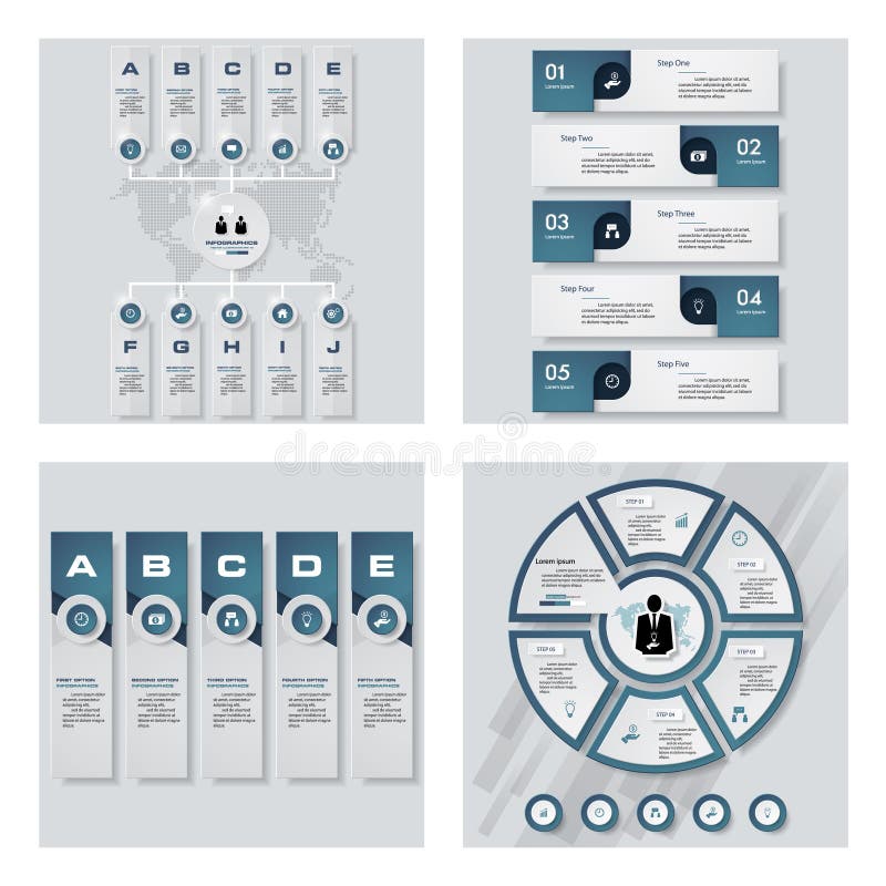 Collection of 4 Blue Color Template/graphic or Website Layout. Vector ...