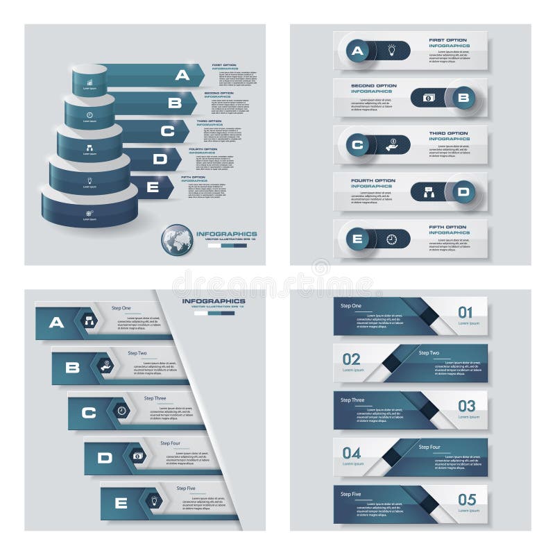 Collection of 4 Blue Color Template/graphic or Website Layout. Vector ...