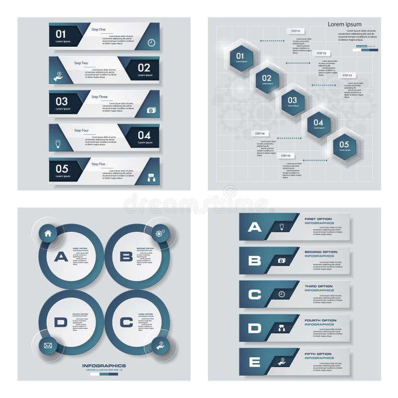 Collection of 4 Blue Color Template/graphic or Website Layout. Vector ...
