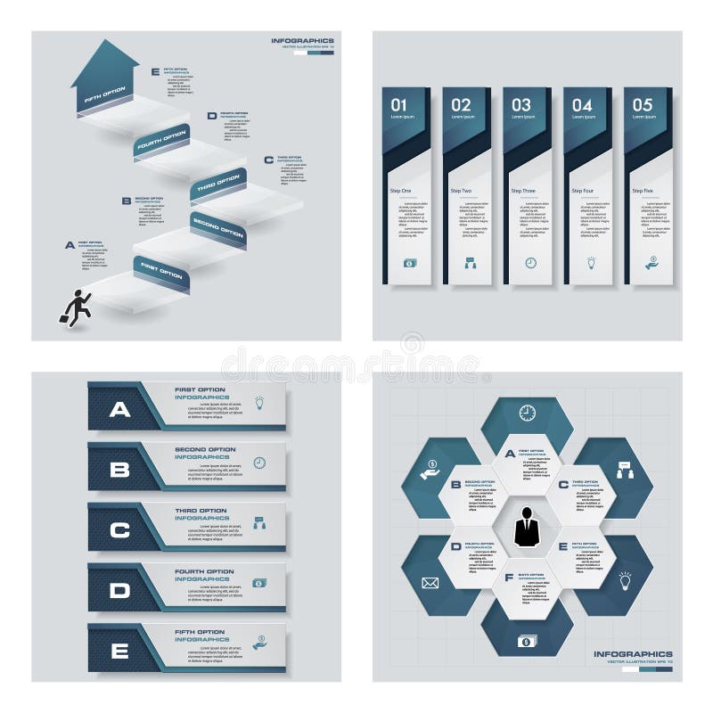 Collection of 4 Blue Color Template/graphic or Website Layout. Vector ...