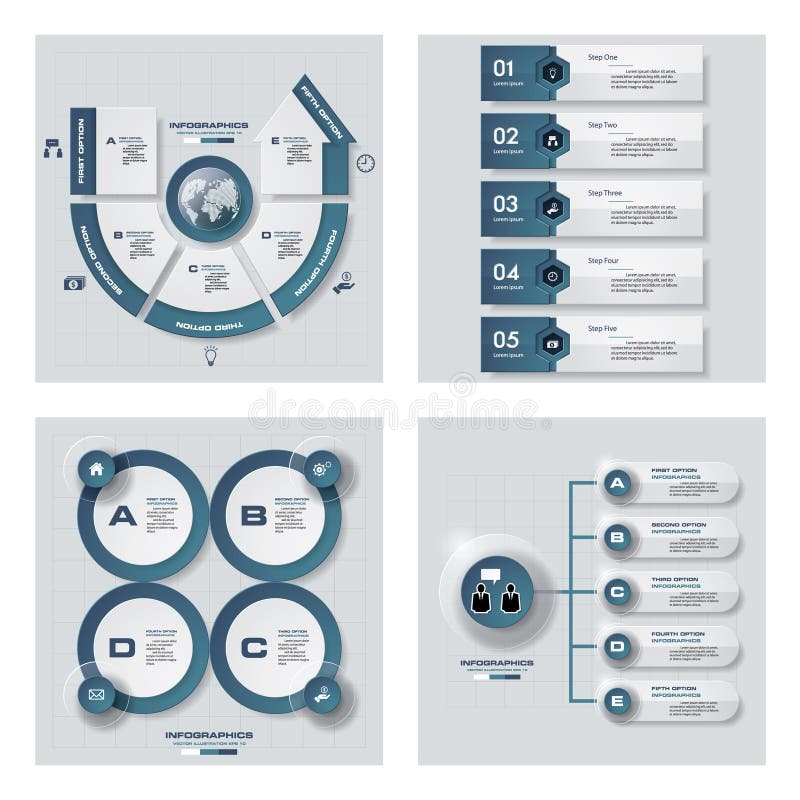 Collection of 4 Blue Color Template/graphic or Website Layout. Vector ...