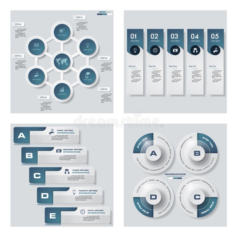 Collection of 4 Blue Color Template/graphic or Website Layout. Vector ...