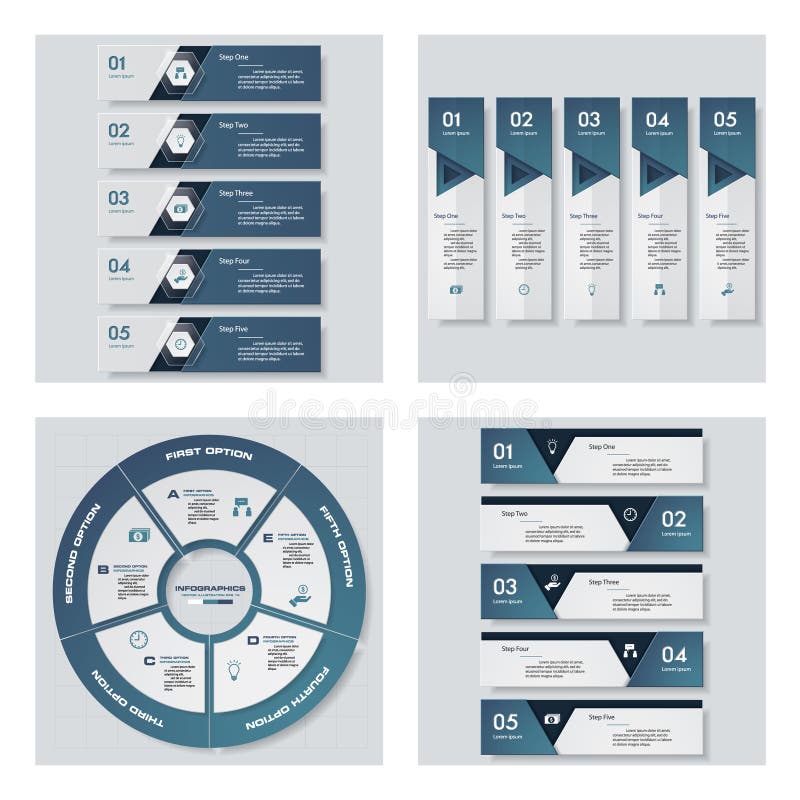 Collection of 4 Blue Color Template/graphic or Website Layout. Vector ...